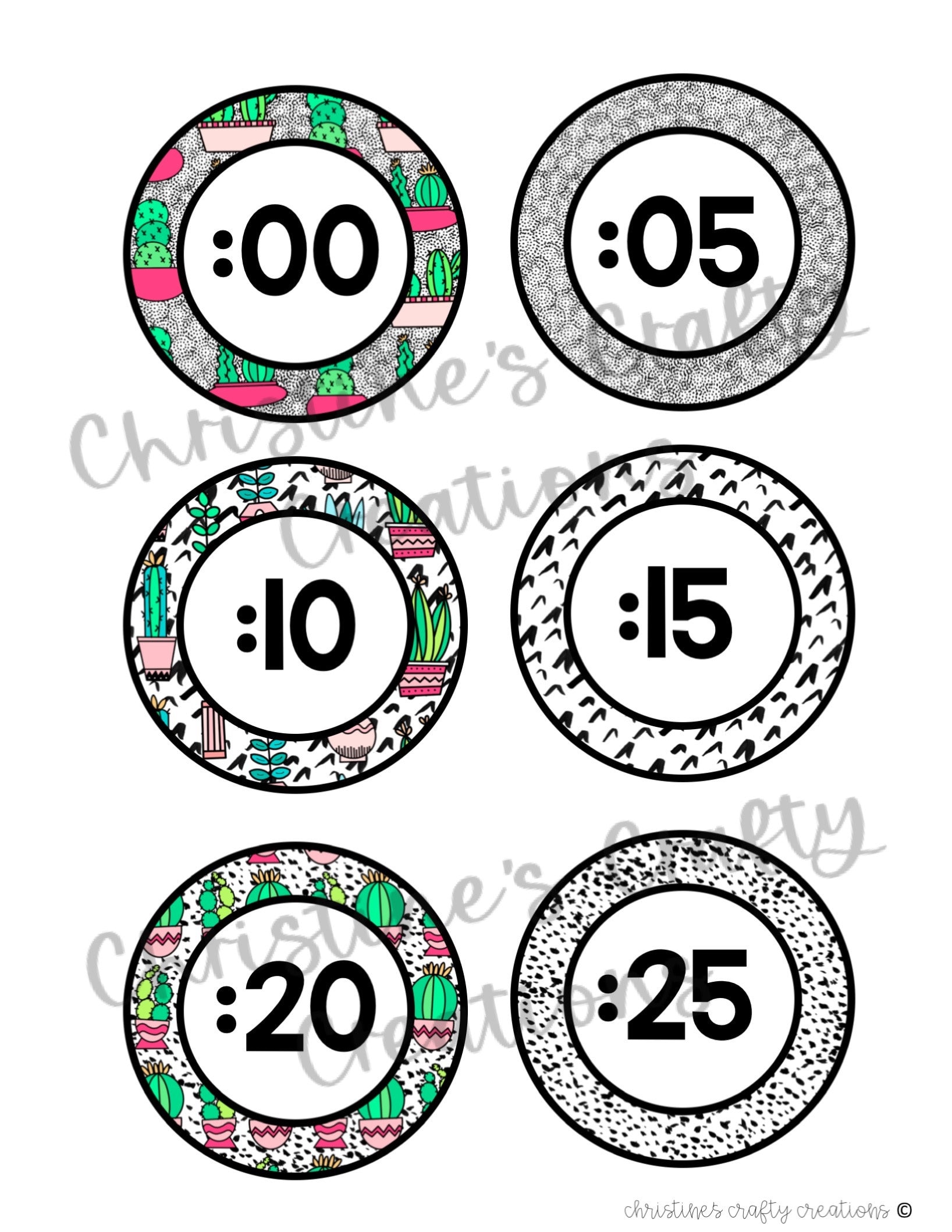 Cactus Clock Labels - Etsy