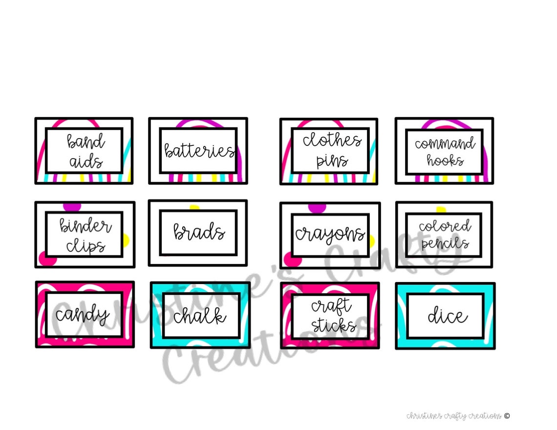 Bright Rainbow Boho Toolbox Labels L Editable - Etsy