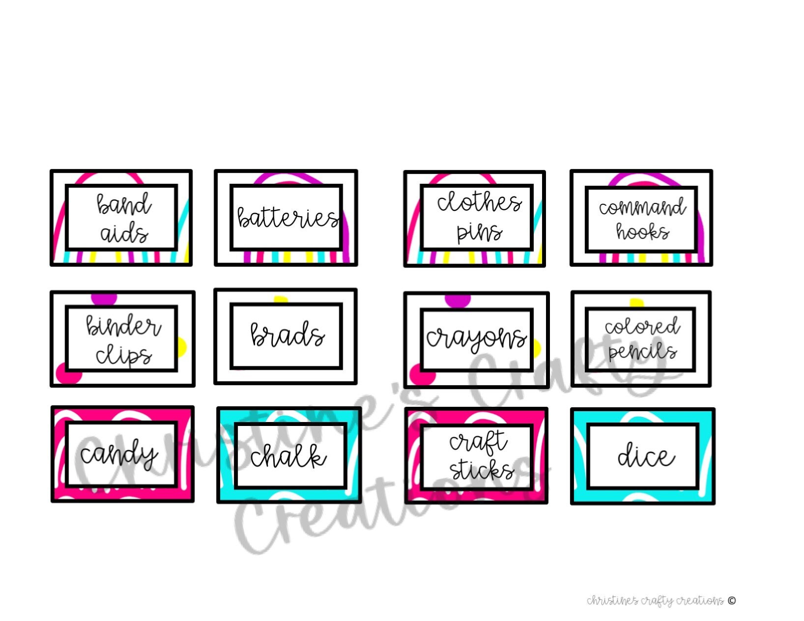 Bright Rainbow Boho Toolbox Labels L Editable - Etsy