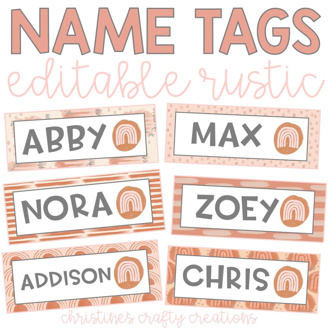 Rustic Boho Name Tags L Editable - Etsy