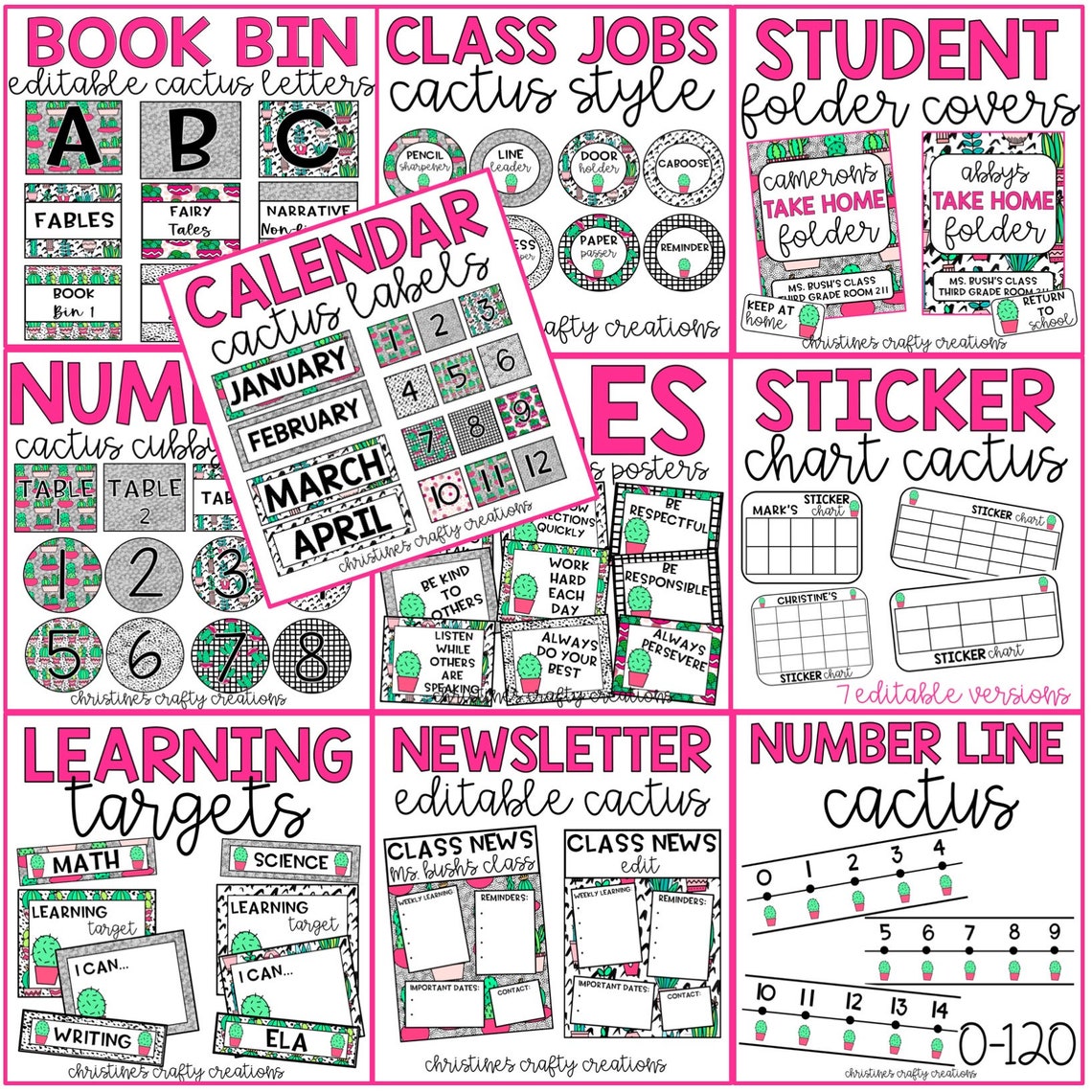 Cactus Classroom Decor Bundle | Etsy