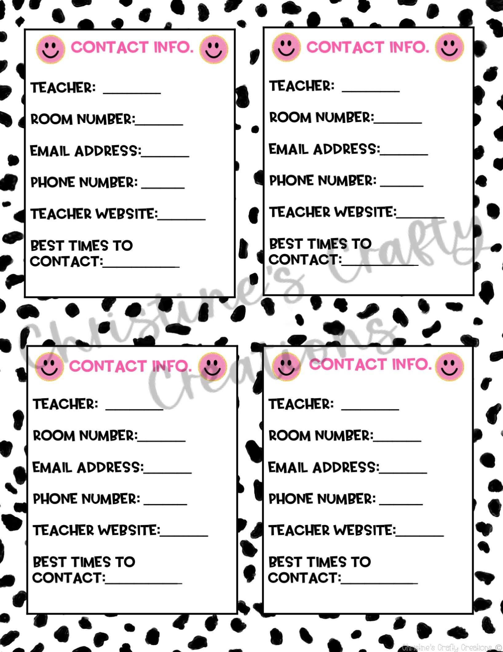 Groovy Leopard and Dalmatian Meet the Teacher Packet L Editable Forms ...