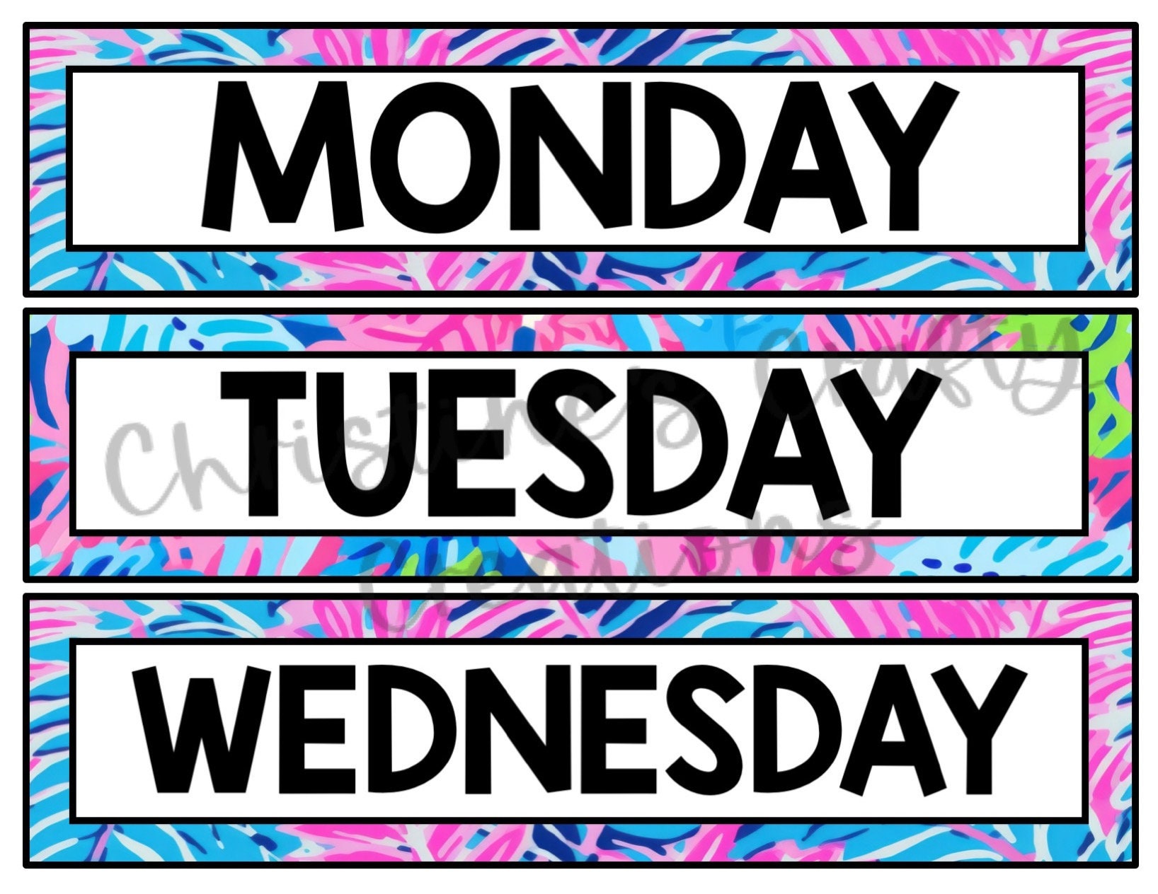 Preppy and Tropical Flip Calendar L Editable - Etsy