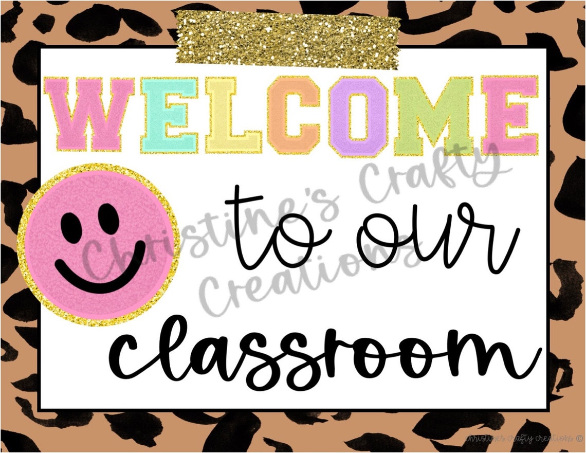 Groovy Leopard and Dalmatian Welcome Sign L Editable Door Name Labels ...