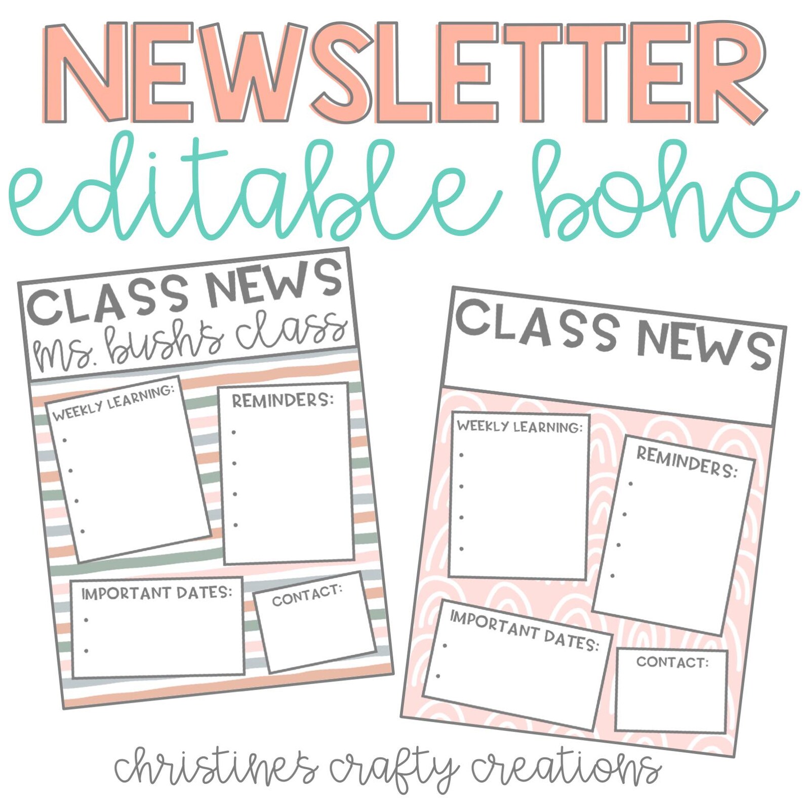 BOHO Editable Newsletters - Etsy