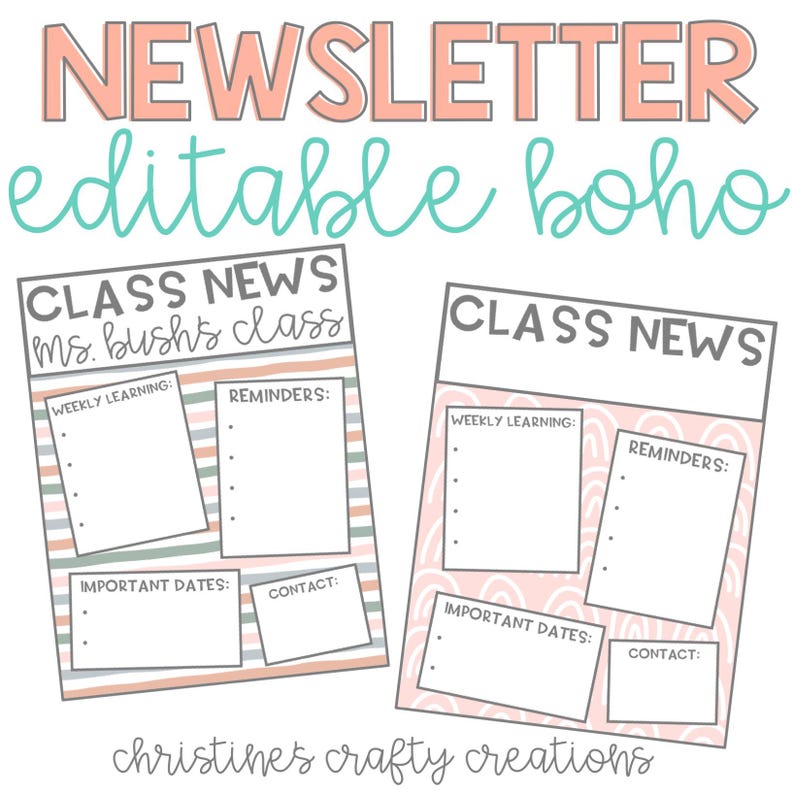 BOHO Editable Newsletters - Etsy