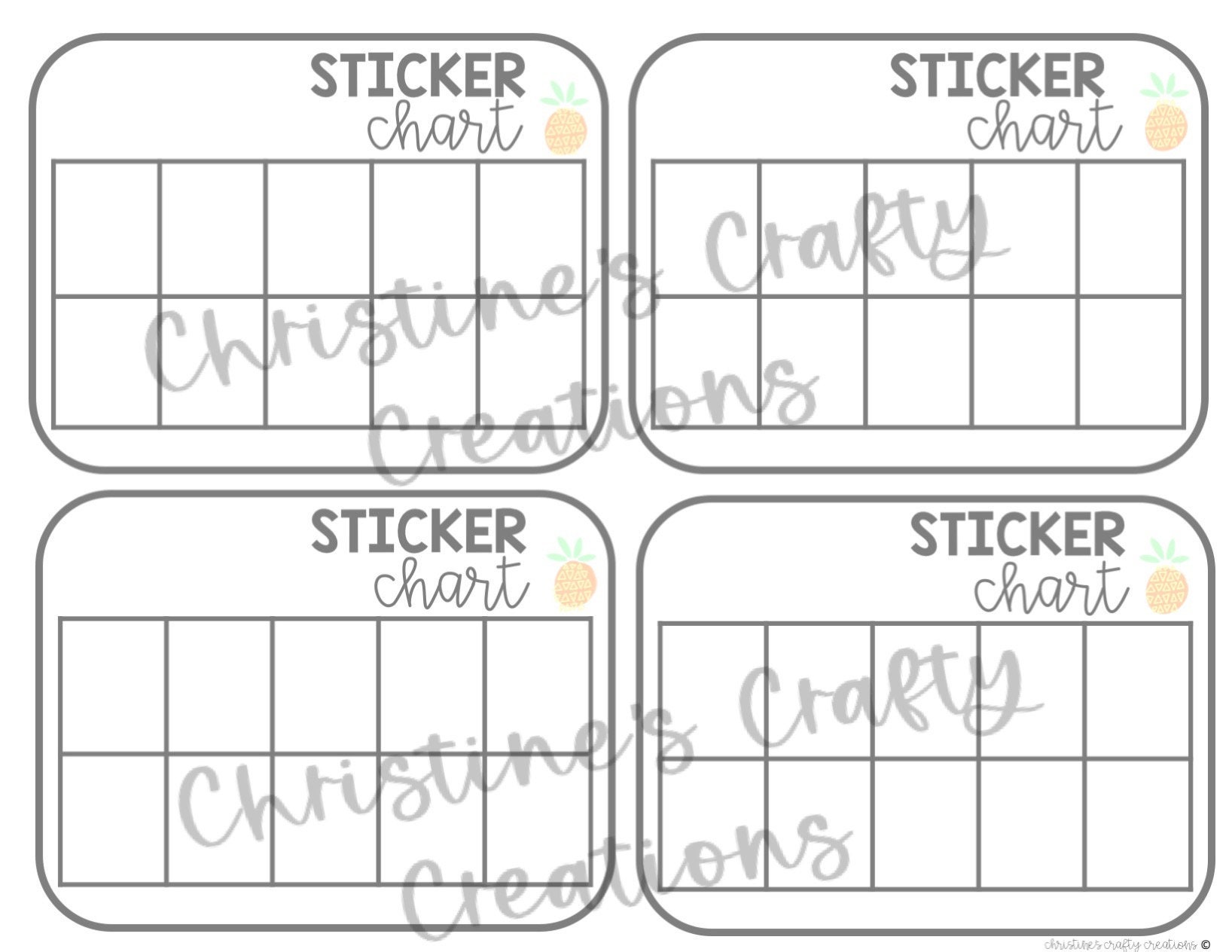 Pineapple Sticker Chart L Editable - Etsy