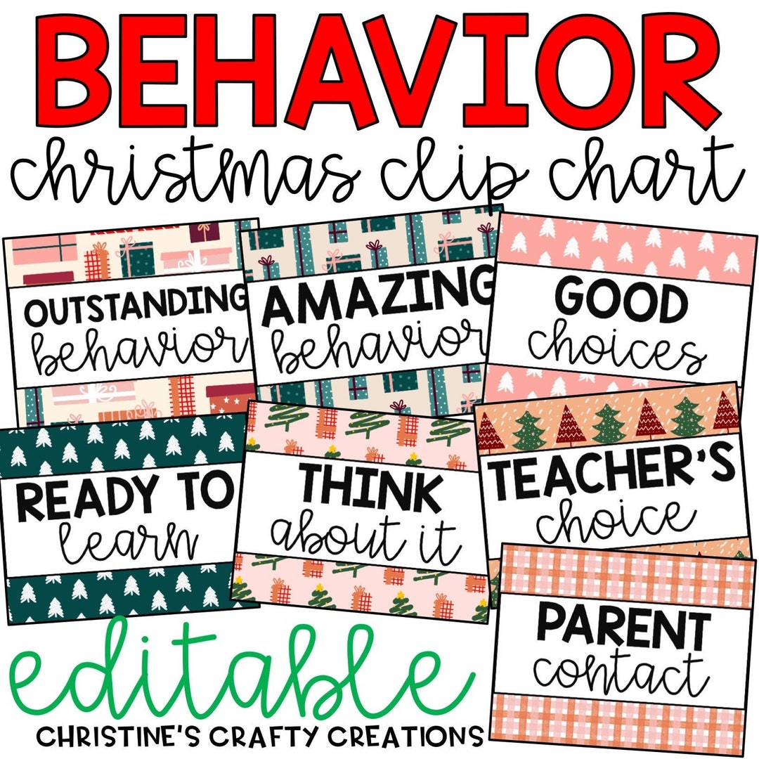 Christmas Behavior Chart L Editable Clip Chart - Etsy