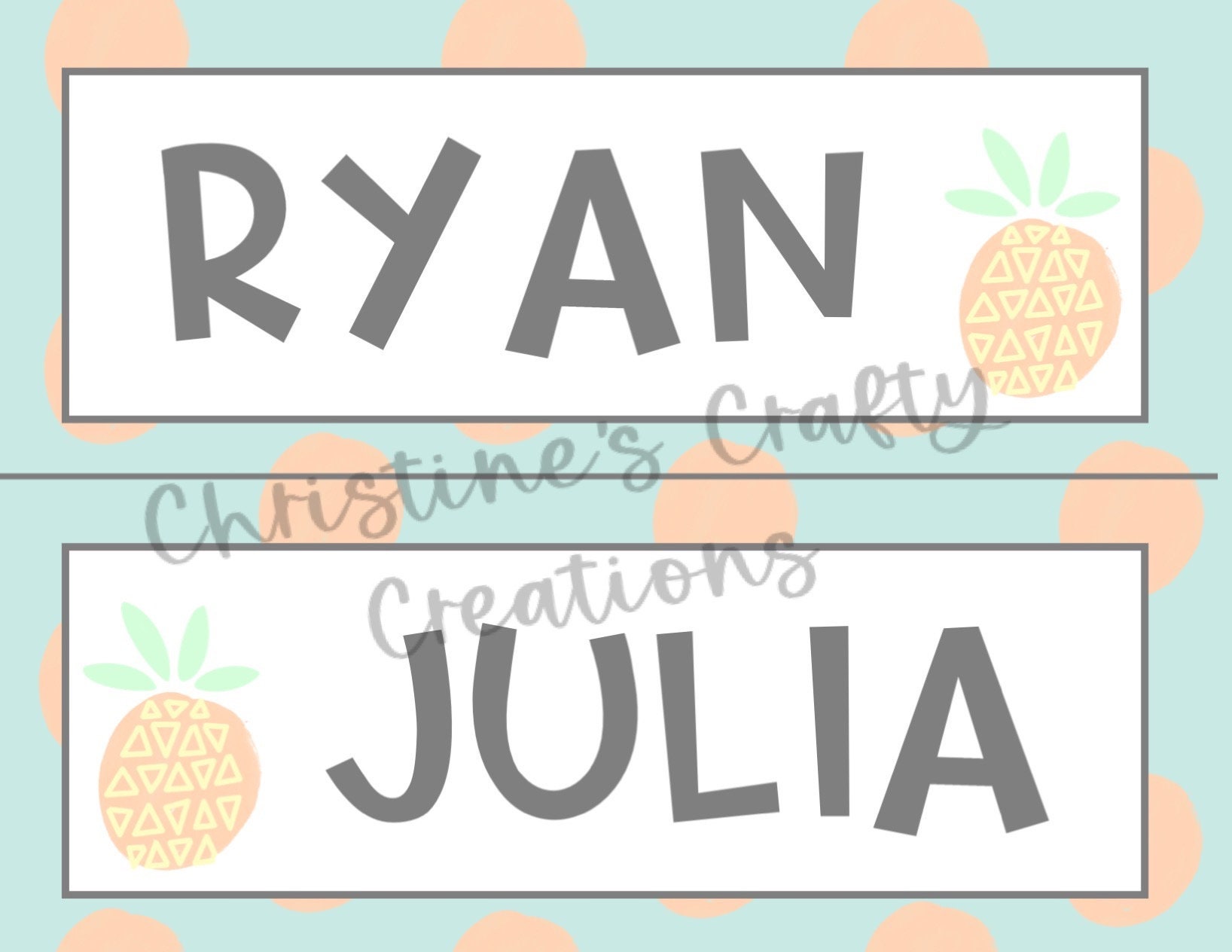 Pineapple Name Tags L Editable - Etsy