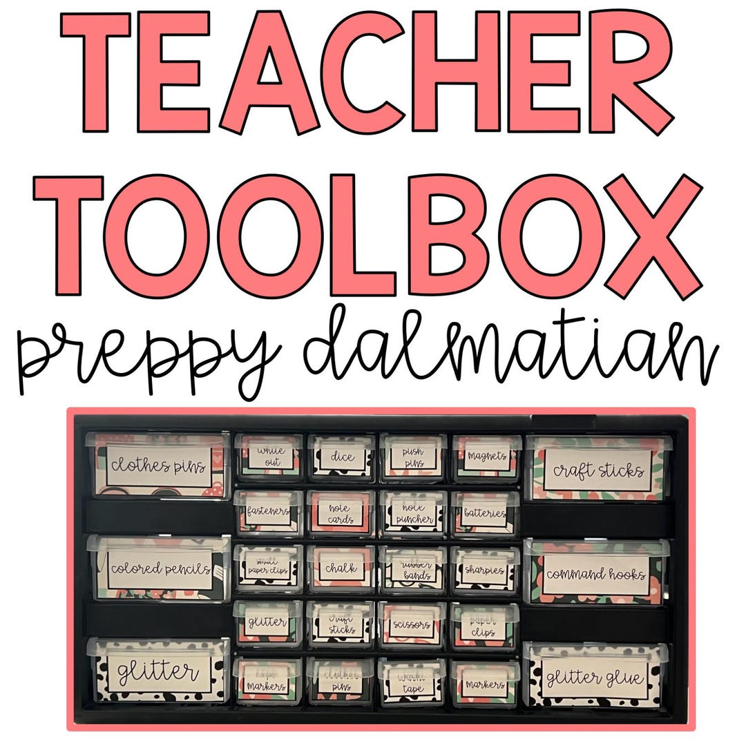 Preppy Dalmatian Toolbox Labels L Editable - Etsy