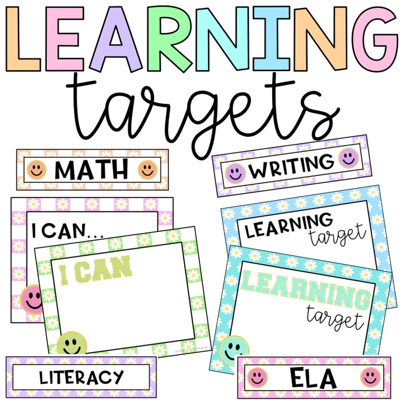 Retro Daisy Learning Targets L Editable - Etsy