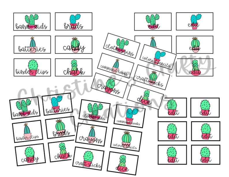 Cactus Teacher Toolbox Labels L Editable - Etsy