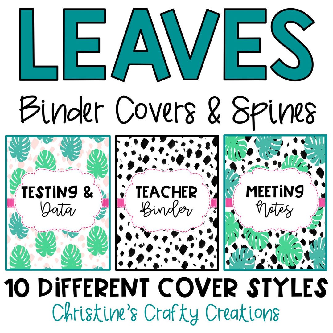 Tropical Leaves Binder Covers and Spines L Editable - Etsy