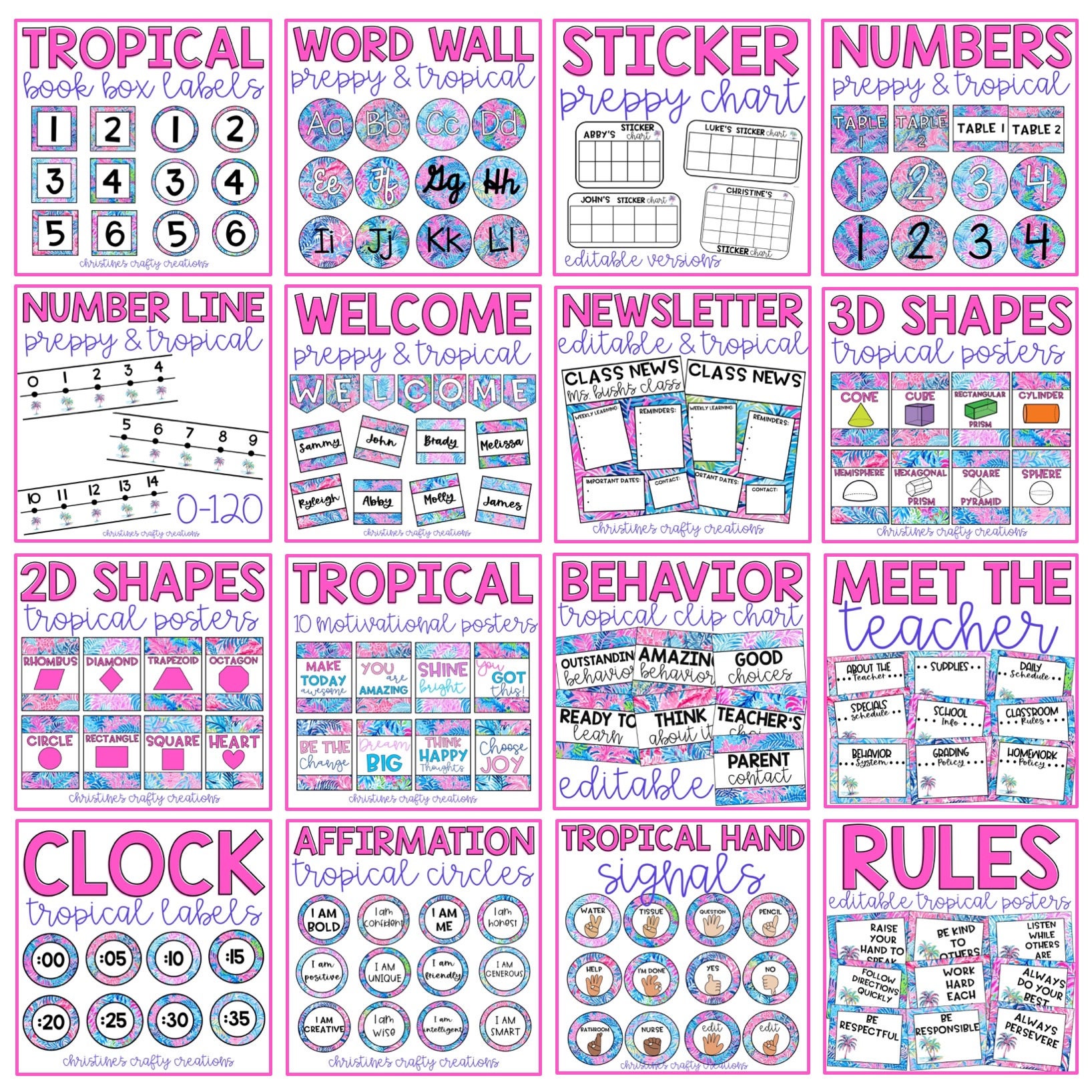 Preppy and Tropical Classroom Decor Mega Bundle - Etsy