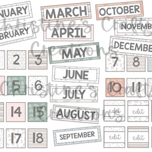 BOHO Calendar Labels L Editable - Etsy