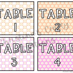 Retro Daisy Table and Cubby Numbers - Etsy
