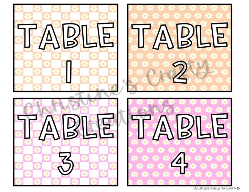 Retro Daisy Table and Cubby Numbers - Etsy