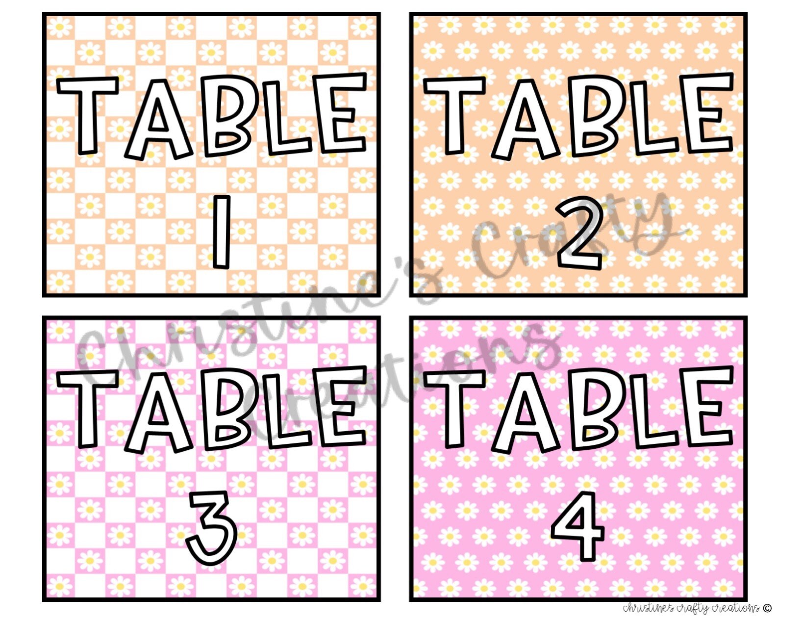 Retro Daisy Table and Cubby Numbers - Etsy