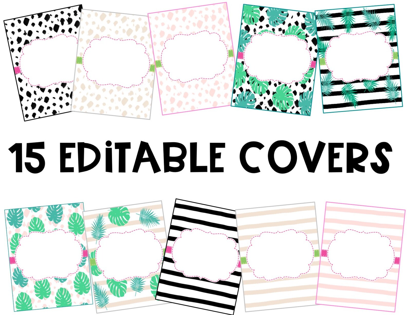 Leaves Binder Covers and Spines L Editable - Etsy