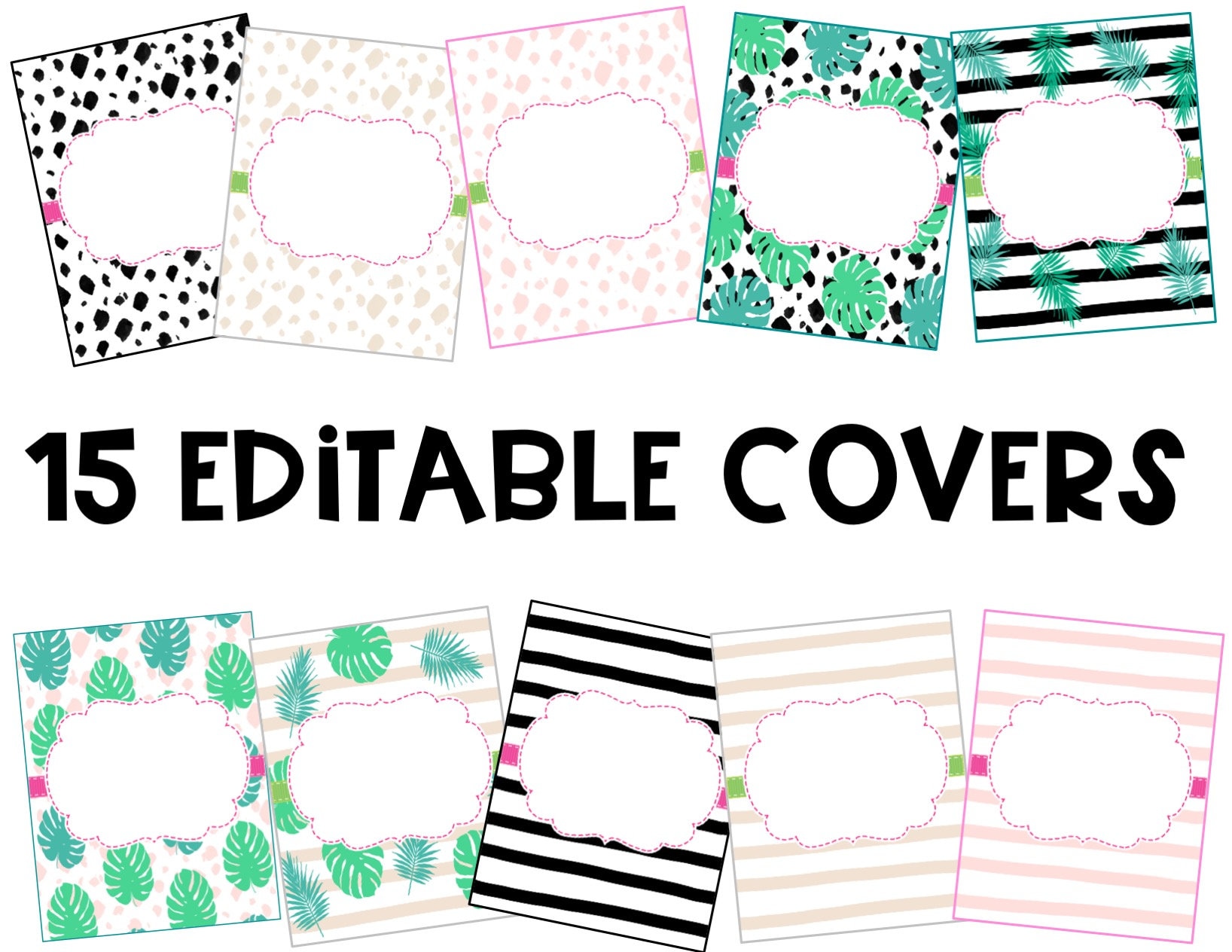 Leaves Binder Covers and Spines L Editable - Etsy