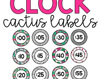 Cactus Plant Themed Clock Labels | Classroom Decor | Clock Display ...