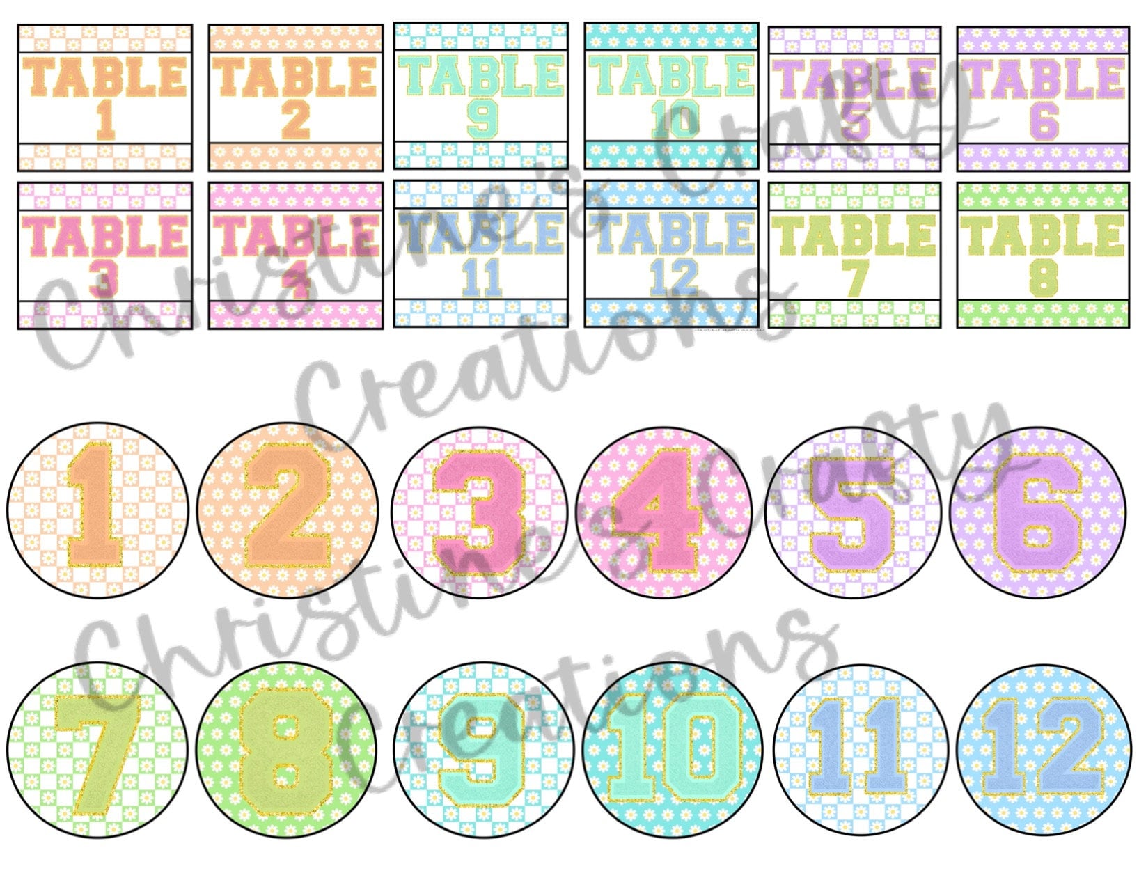 Retro Daisy Table and Cubby Numbers - Etsy