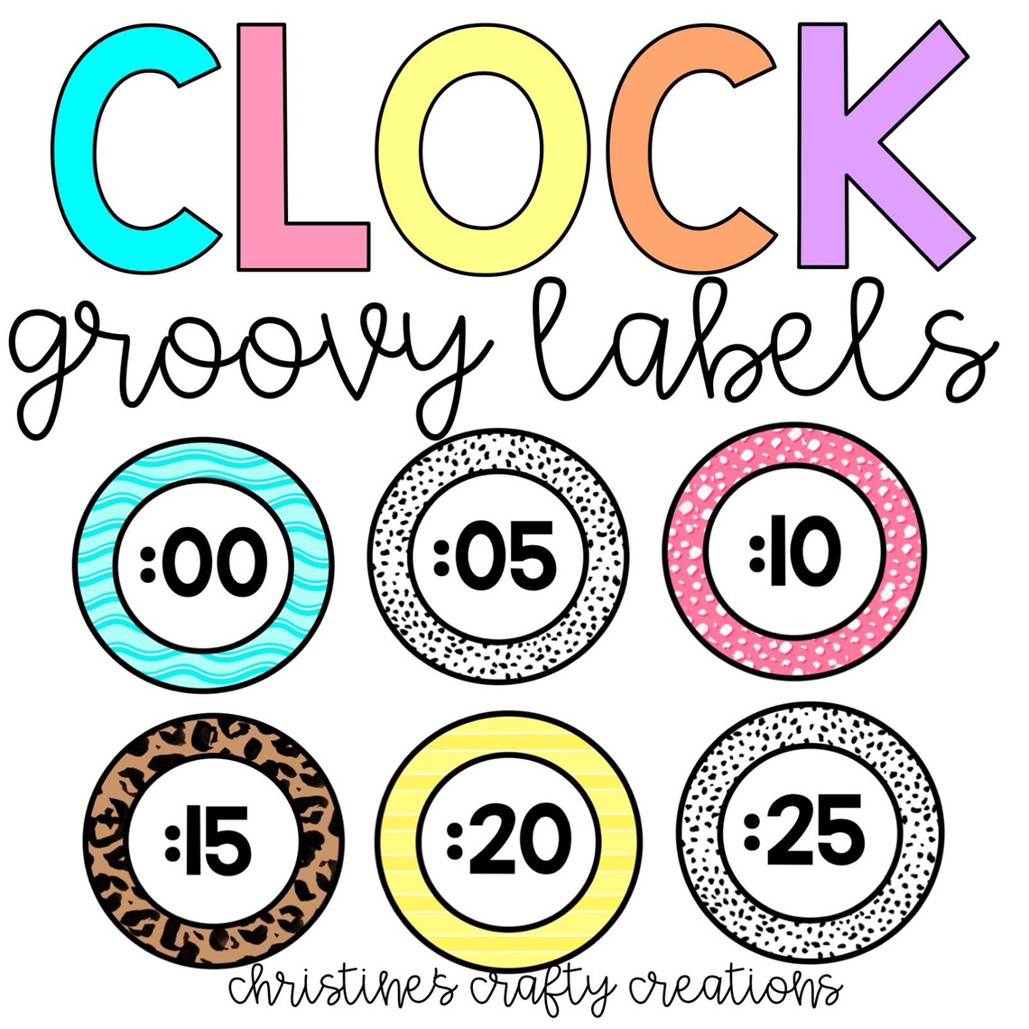 Groovy Leopard and Dalmatian Clock Labels - Etsy