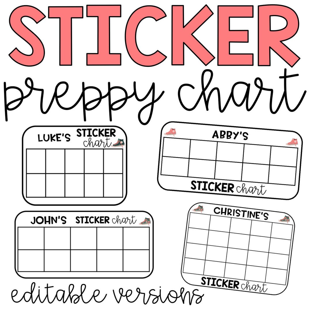 Preppy Dalmatian Sticker Charts L Editable - Etsy