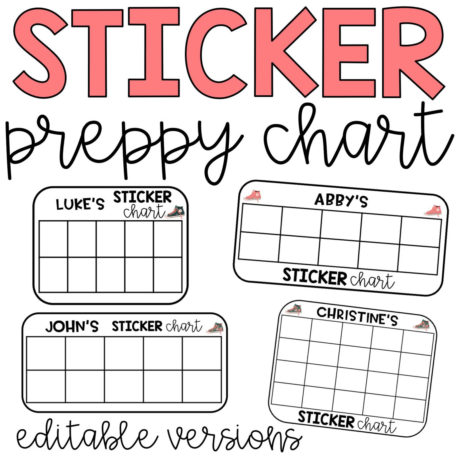 Preppy Dalmatian Sticker Charts L Editable - Etsy