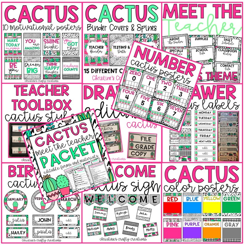 Cactus Classroom Decor Bundle - Etsy