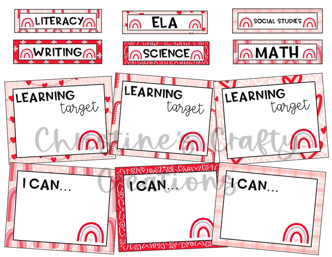 Valentine's Day Learning Targets Posters L Editable - Etsy