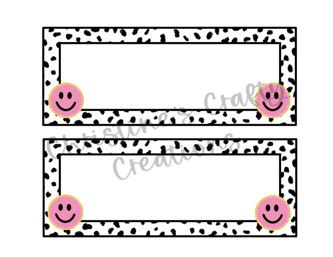 Groovy Leopard and Dalmatian Name Tags L Editable - Etsy