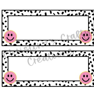 Groovy Leopard and Dalmatian Name Tags L Editable - Etsy
