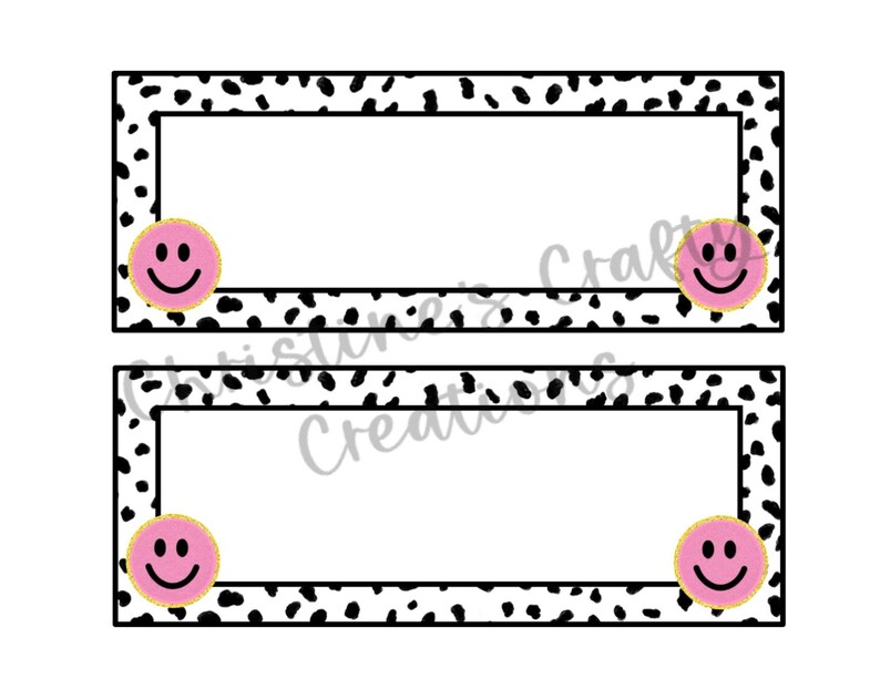 Groovy Leopard and Dalmatian Name Tags L Editable - Etsy