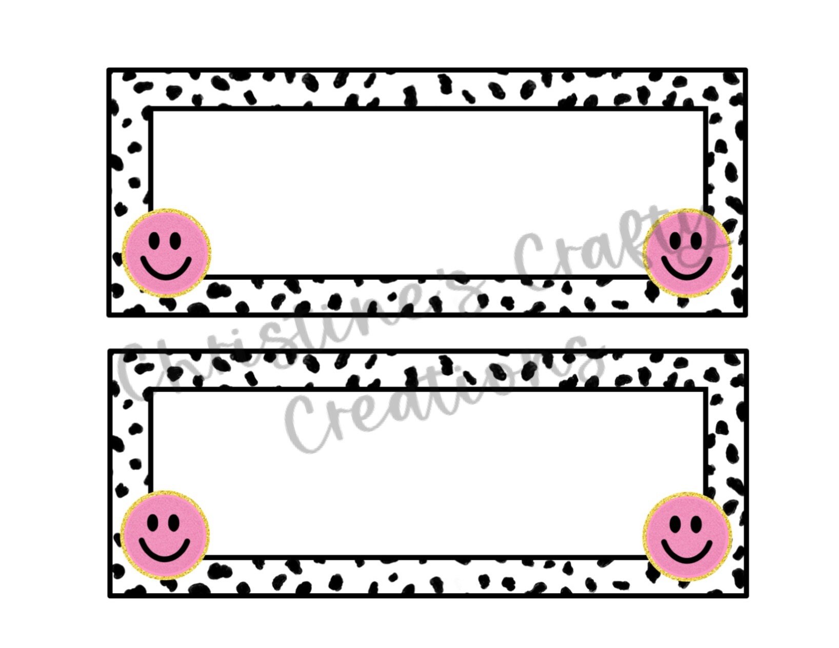Groovy Leopard and Dalmatian Name Tags L Editable - Etsy
