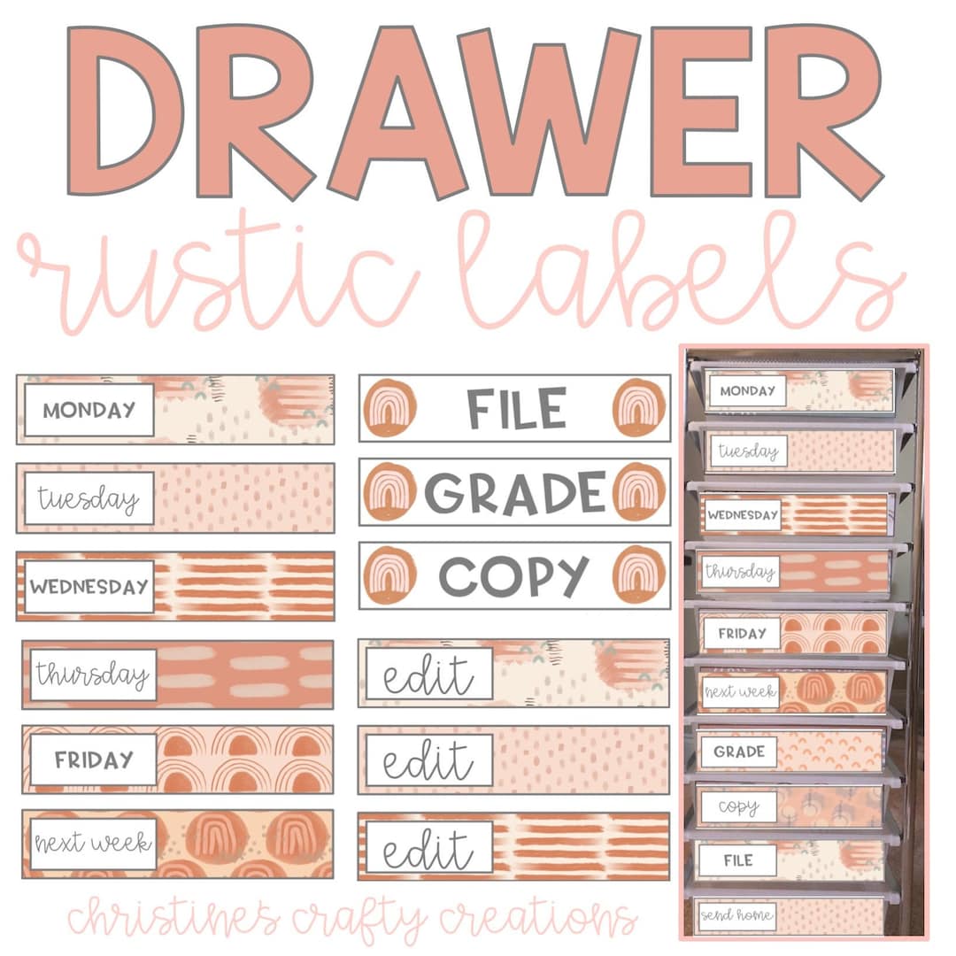 Rustic Boho 10 Drawer Labels L Editable - Etsy