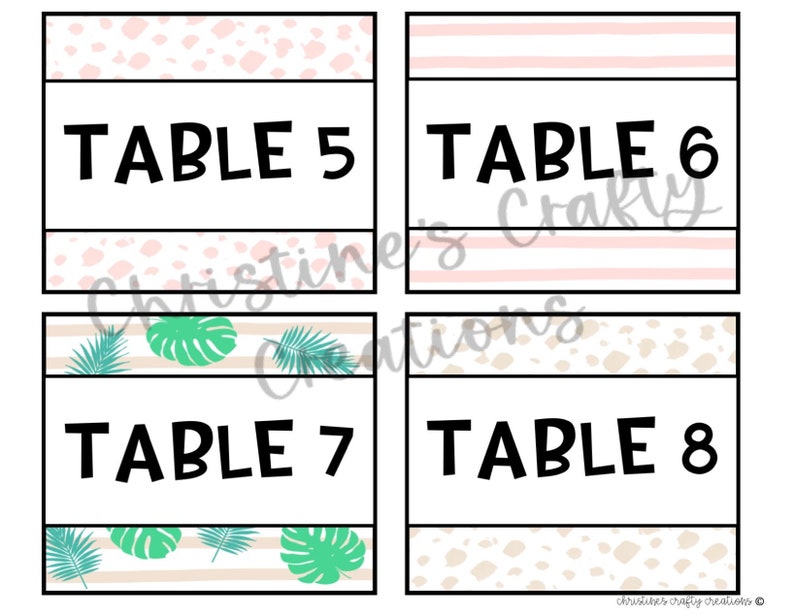 Tropical Leaves Cubby and Table Numbers - Etsy