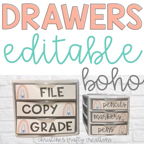 BOHO Drawer Labels L Editable - Etsy
