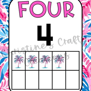 Preppy and Tropical Number Posters 0-20 - Etsy
