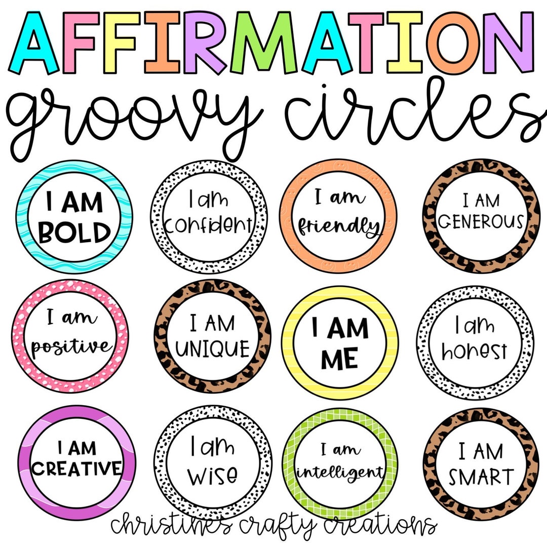 Groovy Leopard and Dalmatian Affirmation Circles L Affirmation Mirror ...