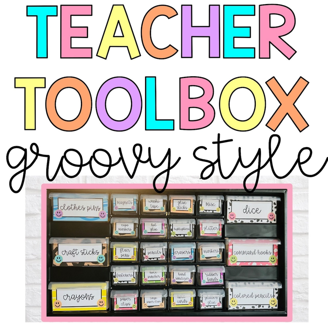 Groovy Leopard and Dalmatian Toolbox Labels L Editable - Etsy