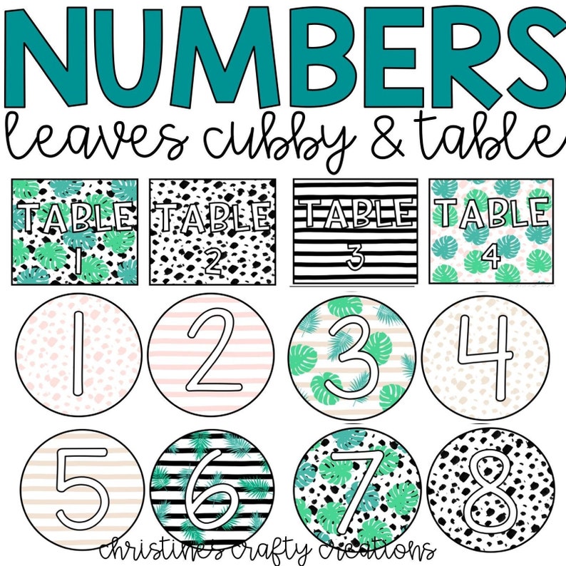 Tropical Leaves Cubby and Table Numbers - Etsy