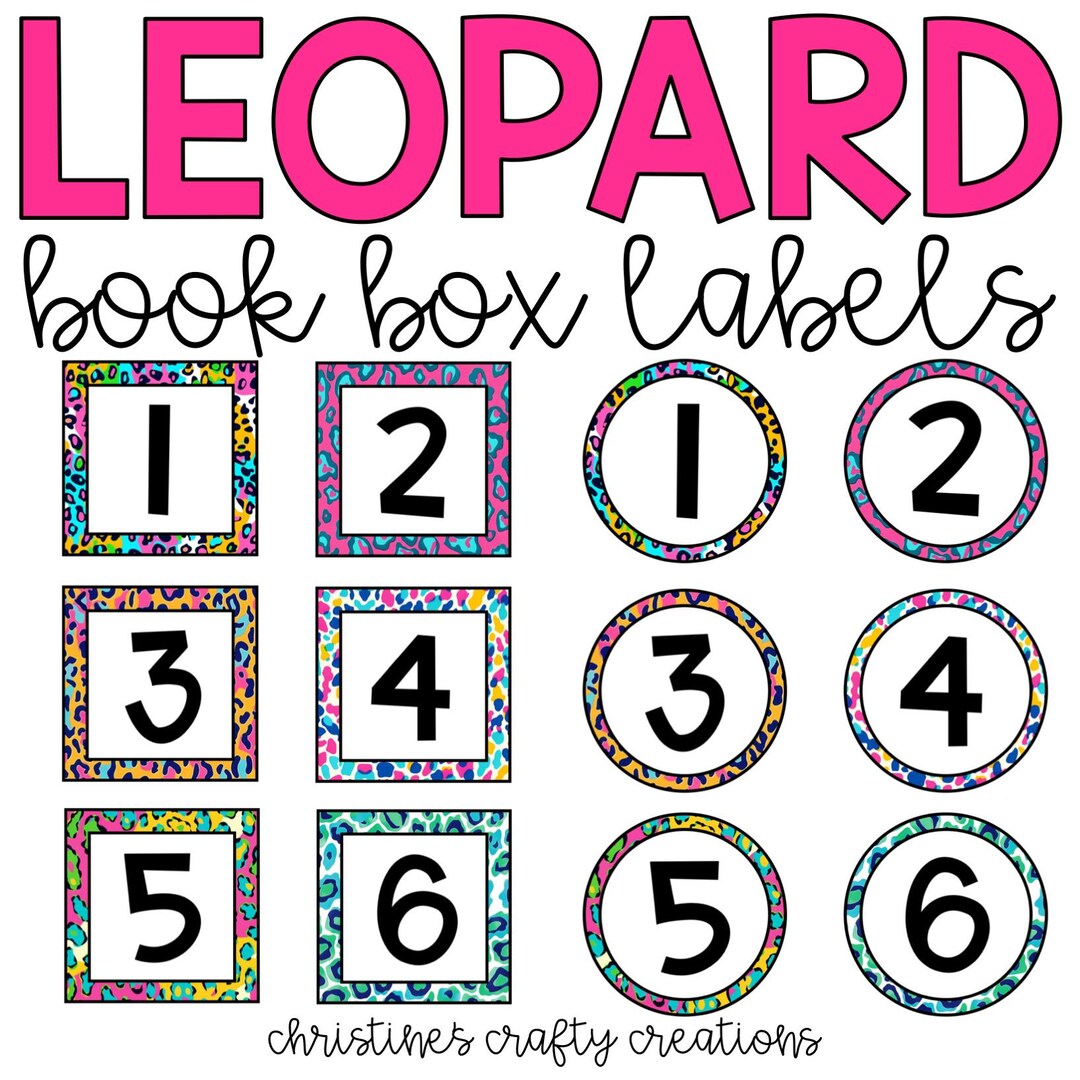 Rainbow Leopard Book Box Labels L Editable - Etsy
