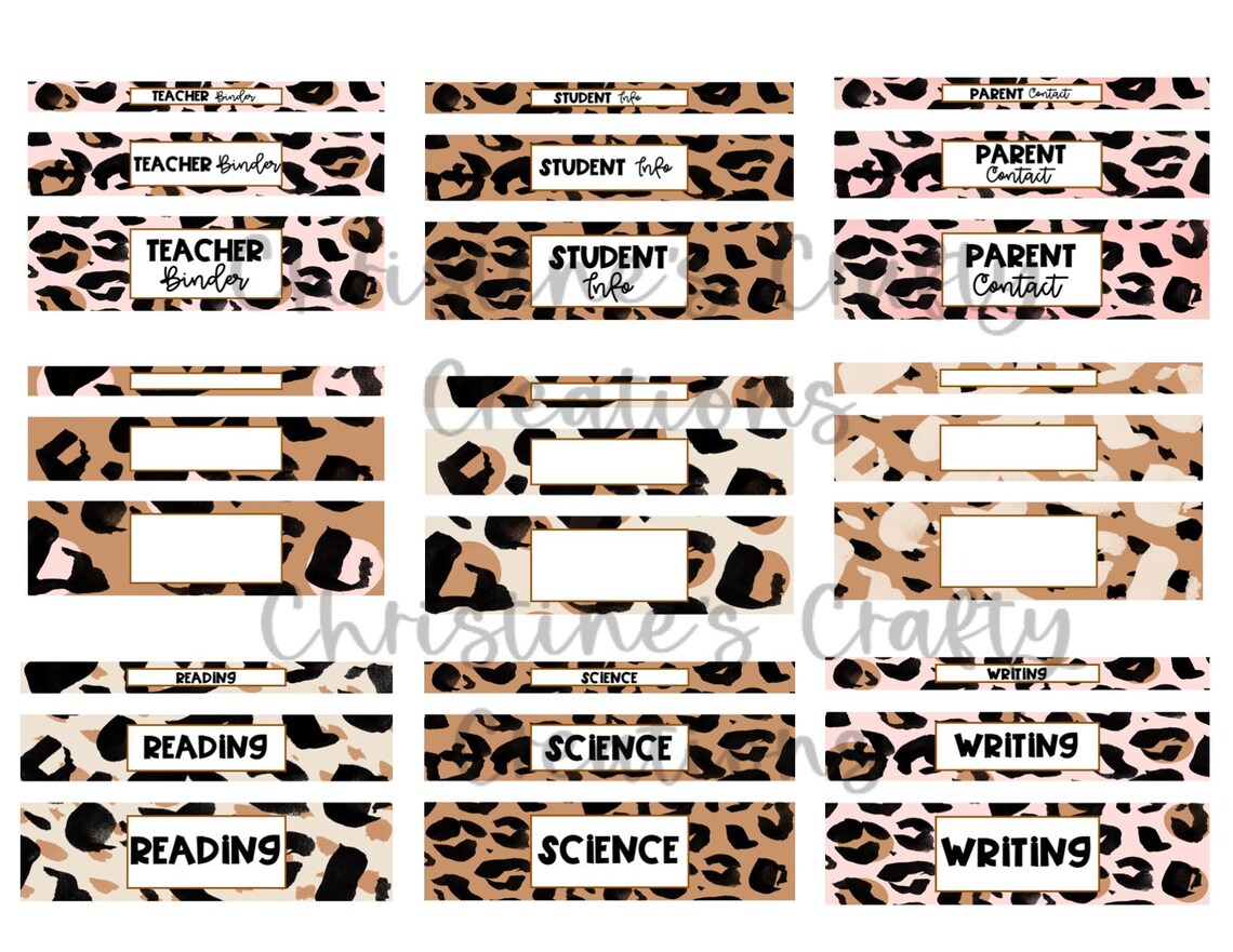 Leopard Binder Covers and Spines L Editable - Etsy