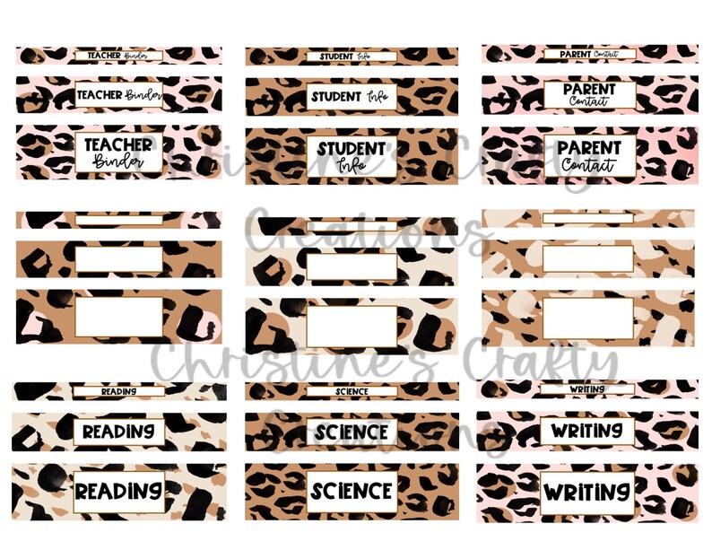 Leopard Binder Covers and Spines L Editable - Etsy
