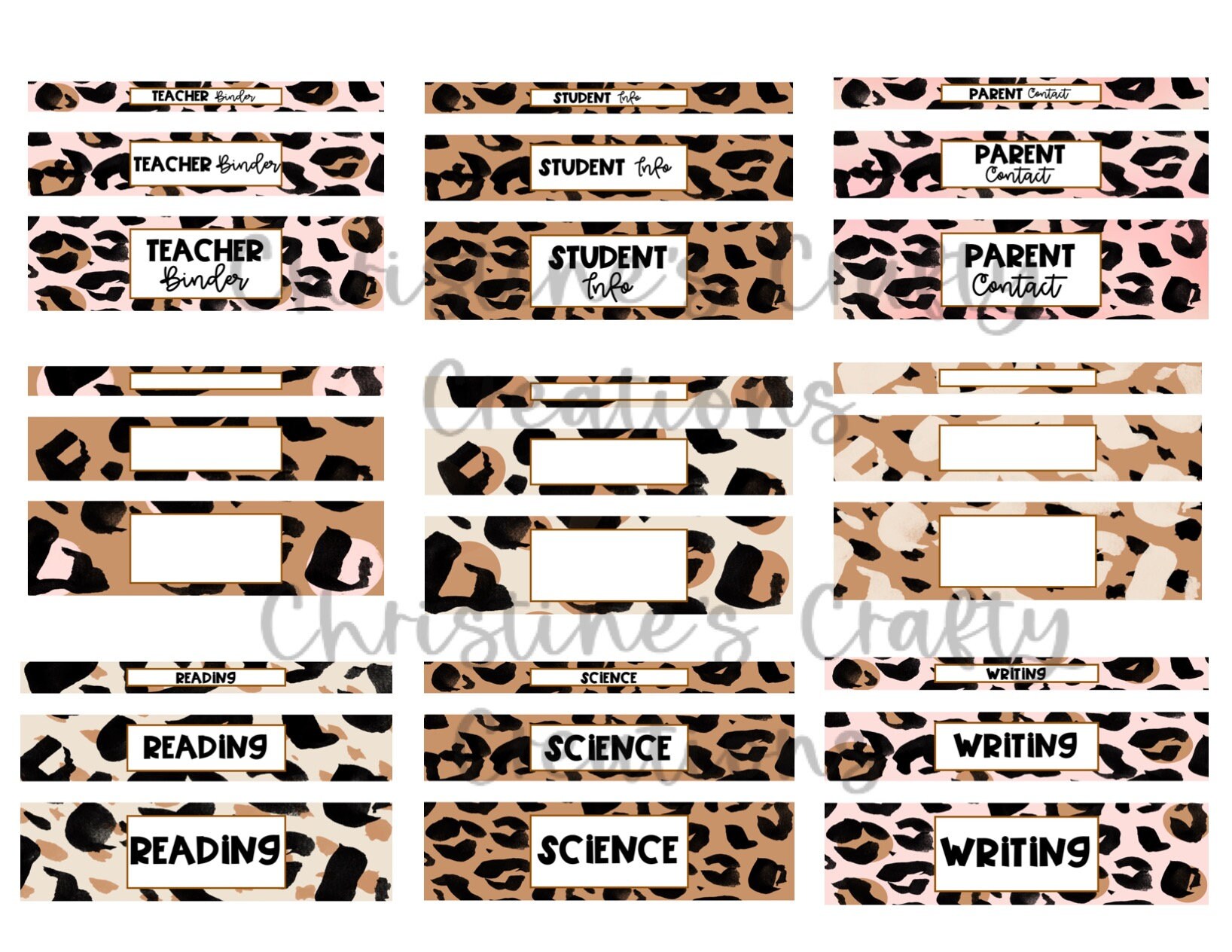 Leopard Binder Covers and Spines L Editable - Etsy