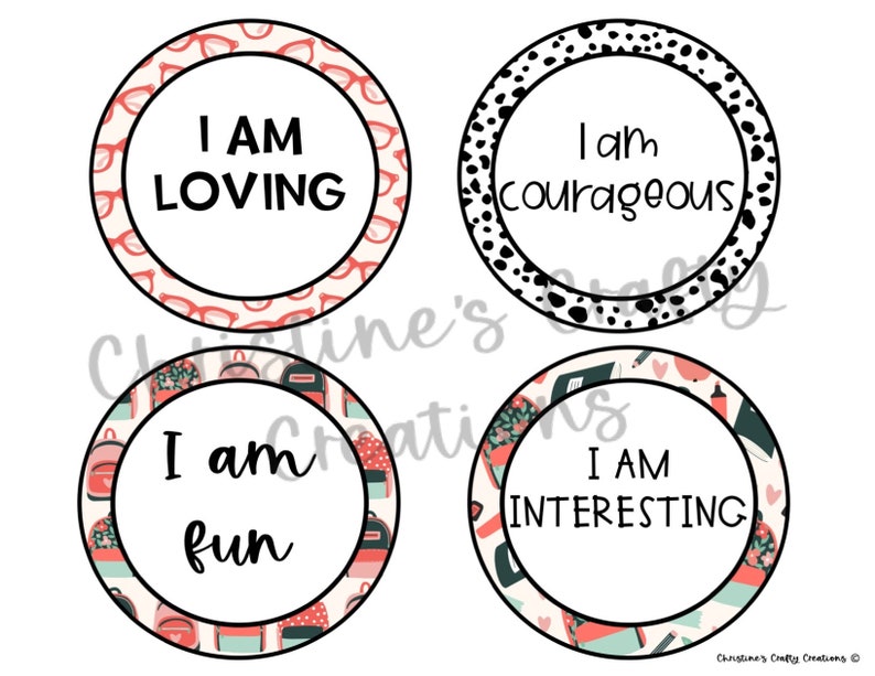 Preppy Dalmatian Affirmation Circles L Affirmation Mirror - Etsy