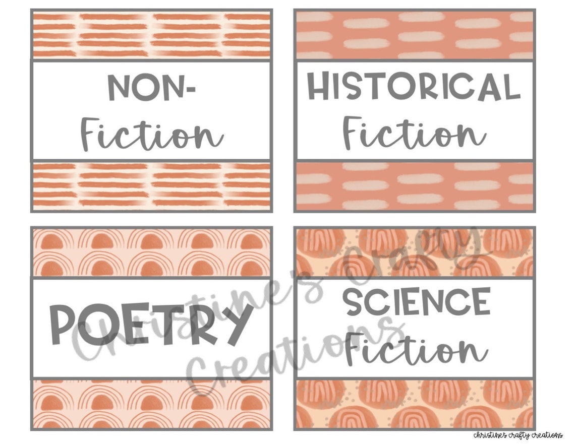 Rustic Boho Book Bin Labels L Editable - Etsy