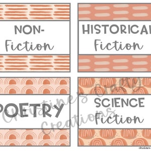 Rustic Boho Book Bin Labels L Editable - Etsy