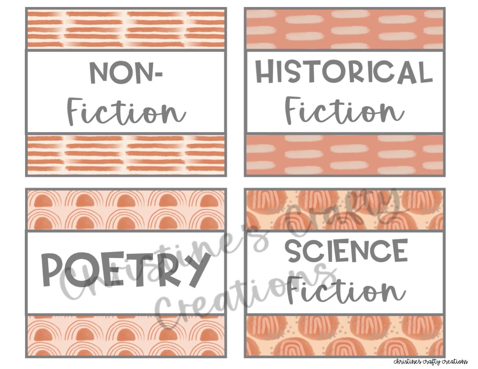 Rustic Boho Book Bin Labels L Editable - Etsy